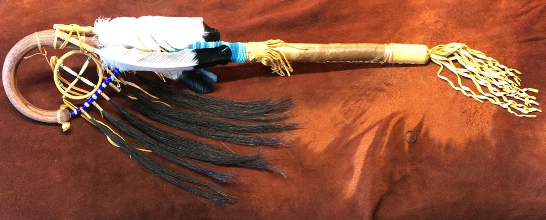 American Indian Handmade Art. Cane Dance Stick, Medicine Wheel ...