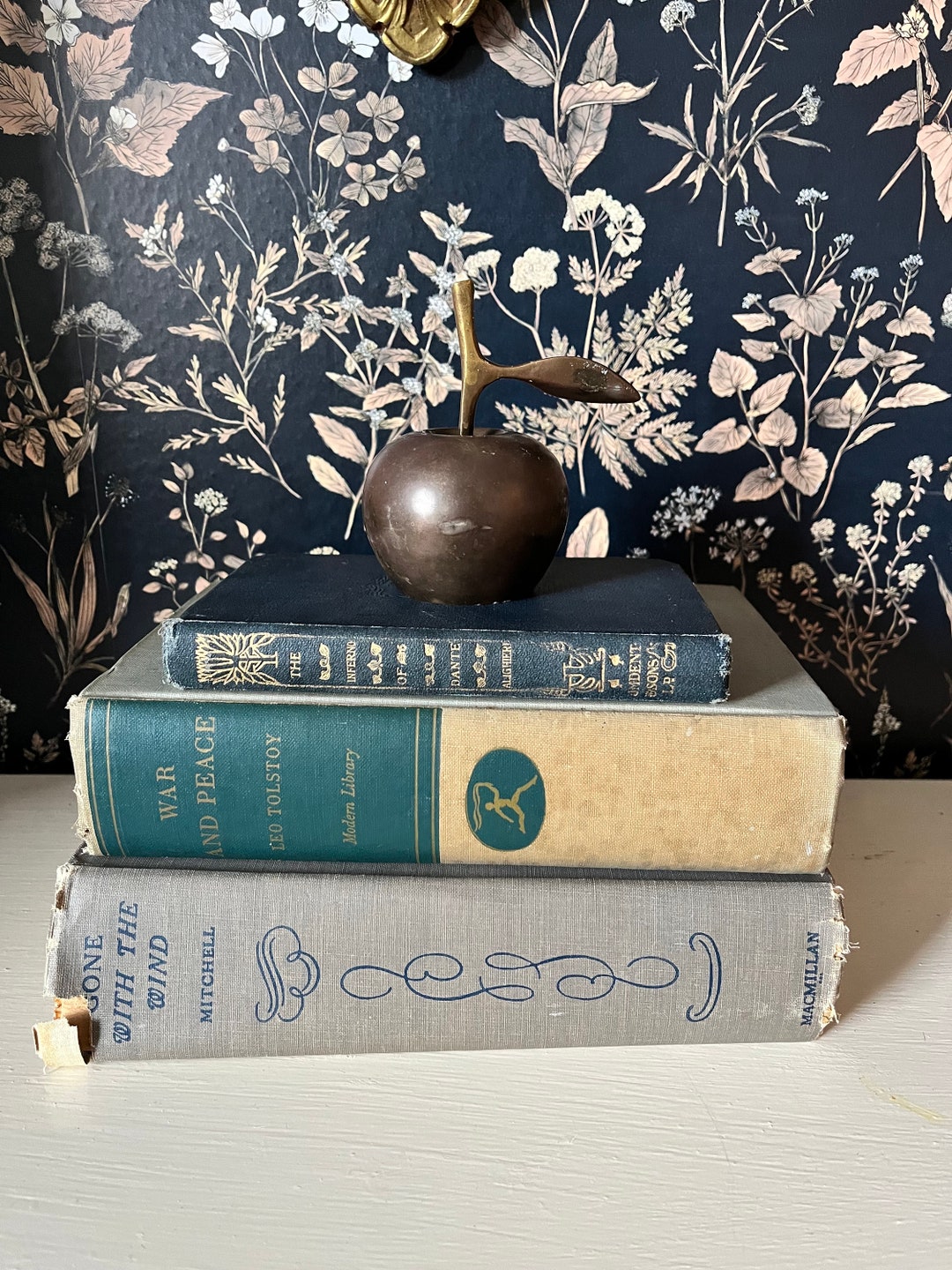 Vintage BRASS Apple BELL Stem Leaf - Etsy