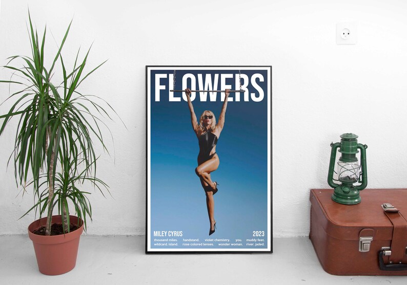 Miley Cyrus, Flowers, Music, Album, Digital Poster, Trendy Lyrics, Gift ...