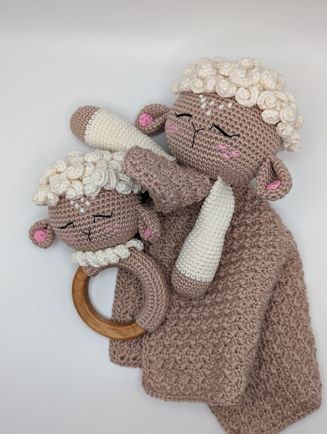 Crochet Animal Rattle and Lovey Set for Baby Shower Gift | Baby Girl ...