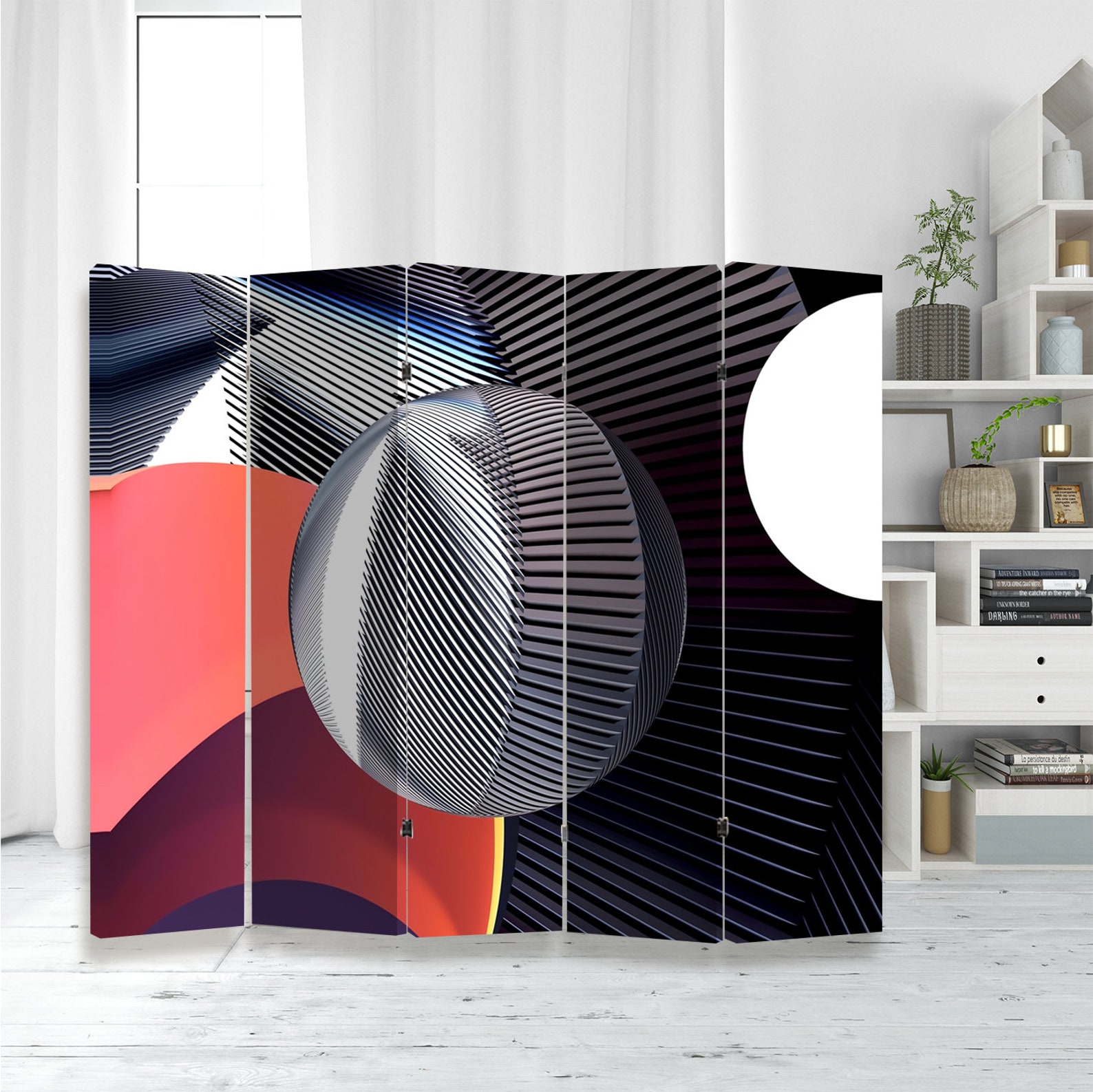 Sphere Room Dividers Screen Abstract Print Canvas Floor Divider Panels ...