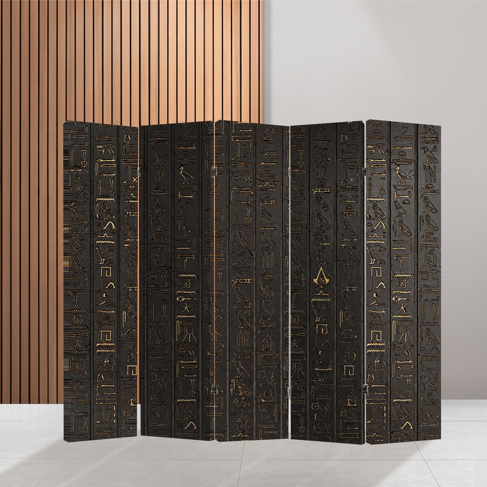 Egyptian Hieroglyph Print Screen Canvas Room Divider Abstract Décor ...