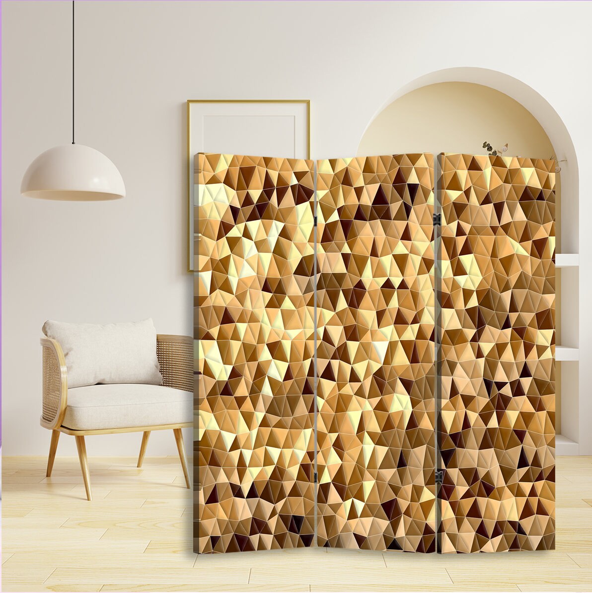 Yellow Geometric Shapes Screen Room Divider Panel Abstract Partition ...