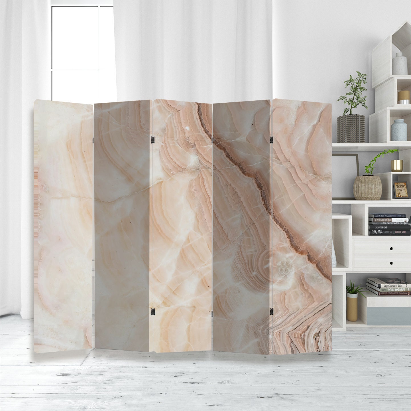 Marble Screen Print Canvas Room Divider Freestanding Panel Abstract Art ...