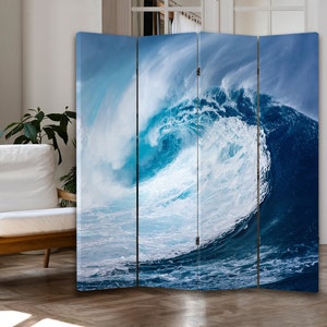 Wave Room Divider Seascape Screen Print on Canvas Free Standing Art ...
