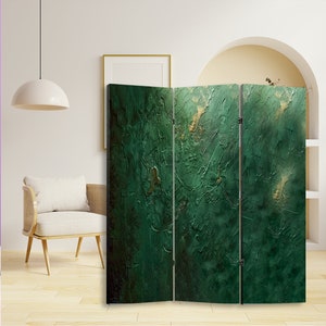Green Paint Screen Print Room Divider Free Standing Abstract Panel Room ...