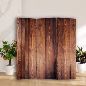 Imitation Wood Screen Print Canvas Room Divider Abstract Art Décor Free ...