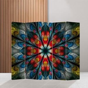 Flower Room Screen Colorful Canvas Meditation Divider Floral Décor ...