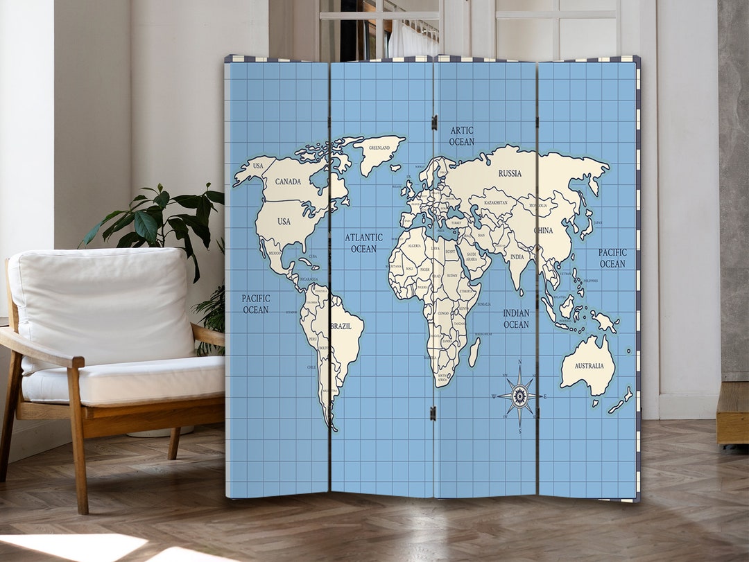 World Map Prints Canvas Room Divider National Geographic Decor - Etsy