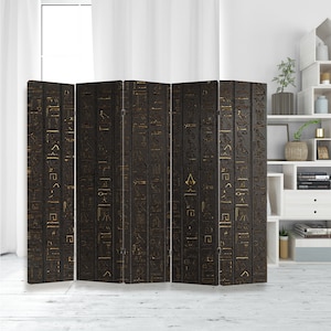 Egyptian Hieroglyph Print Screen Canvas Room Divider Abstract Décor ...