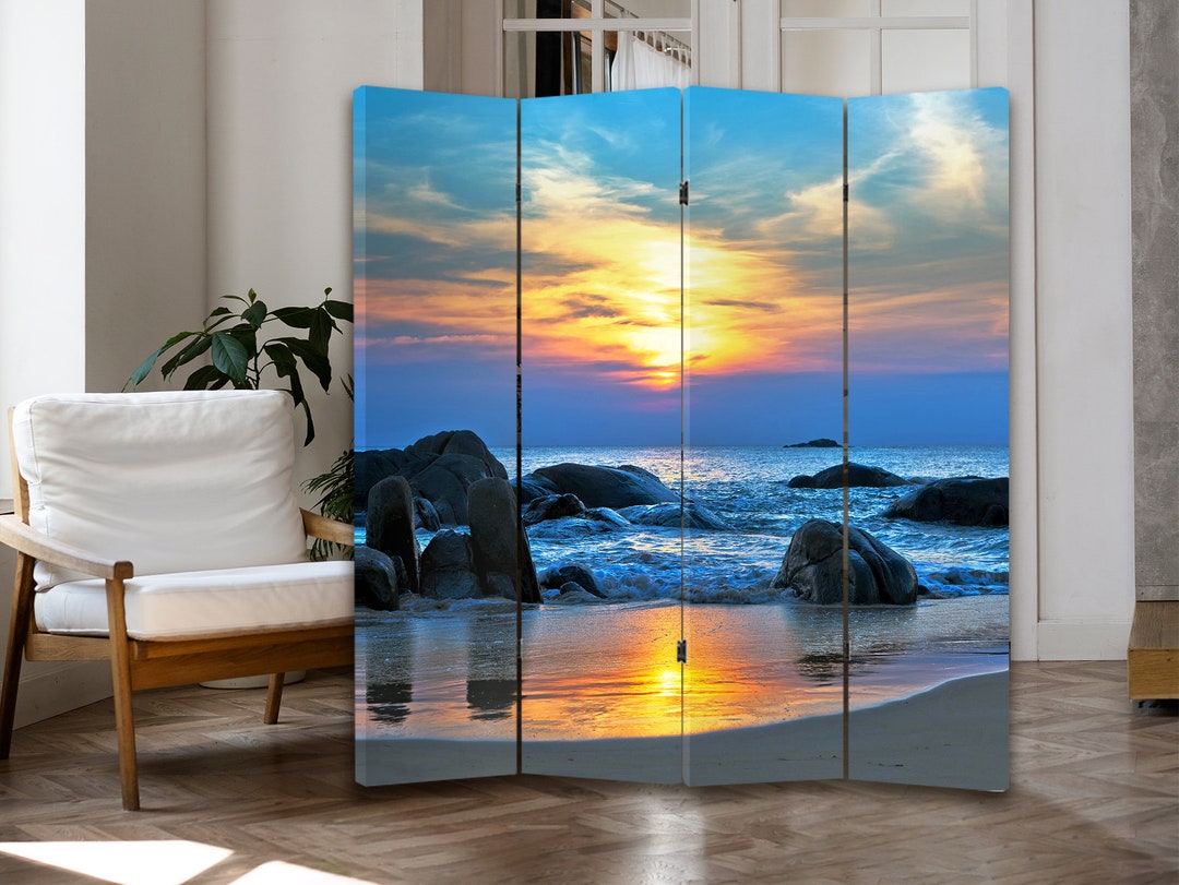 Ocean Shore Print Canvas Room Divider Beach Art Decor Hawaii Art Sea ...
