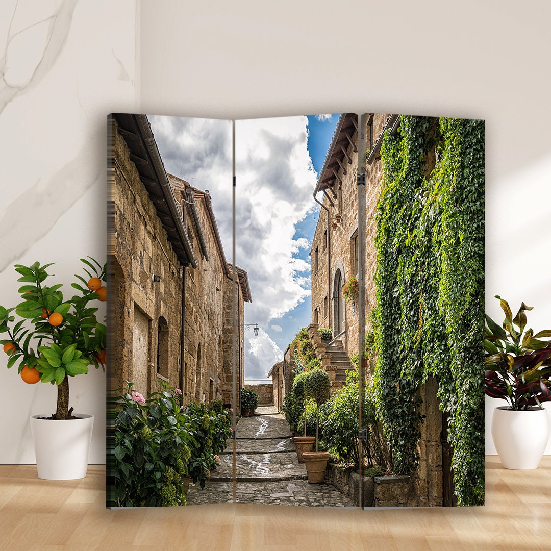Street of Ancient City Room Divider Print Canvas Tuscany Italy ...