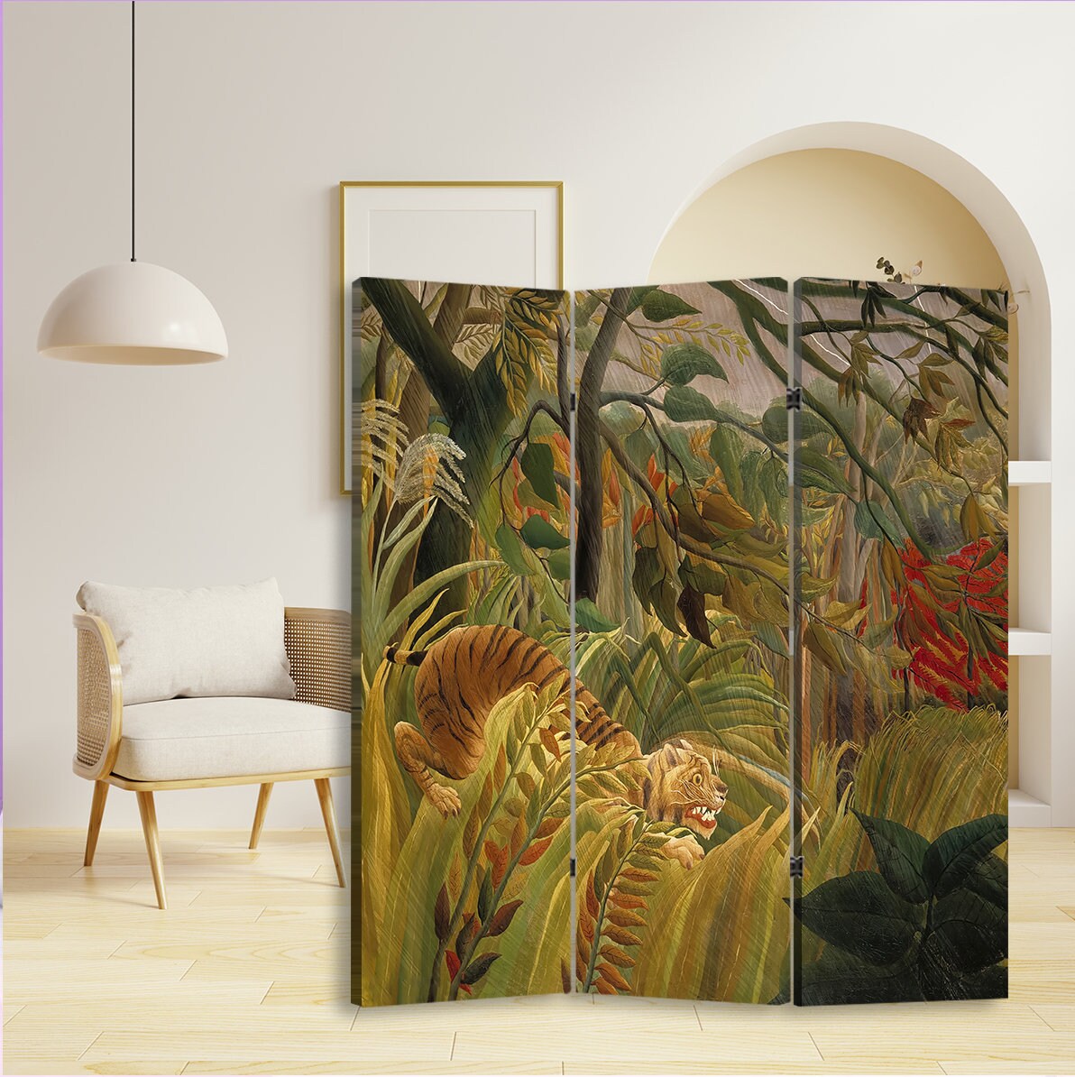 Tiger in a Tropical Storm Print Canvas Room Divider Painting by Henri ...