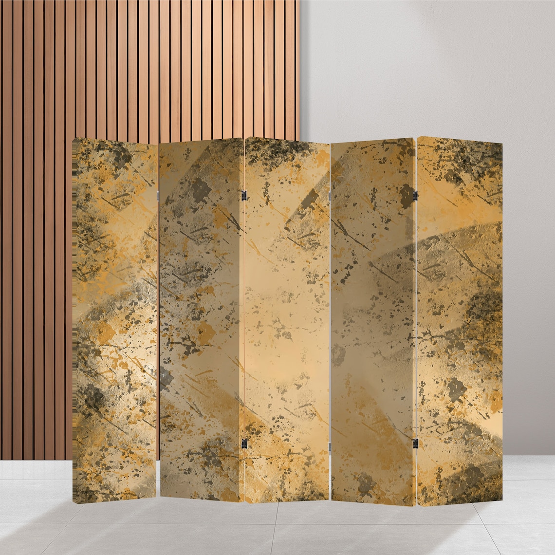 Yellow Abstract Dressing Screen Print Room Divider Freestanding Panel ...