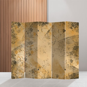 Yellow Abstract Dressing Screen Print Room Divider Freestanding Panel ...