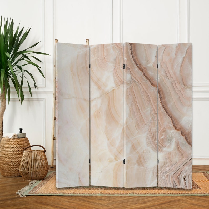 Marble Screen Print Canvas Room Divider Freestanding Panel Abstract Art ...
