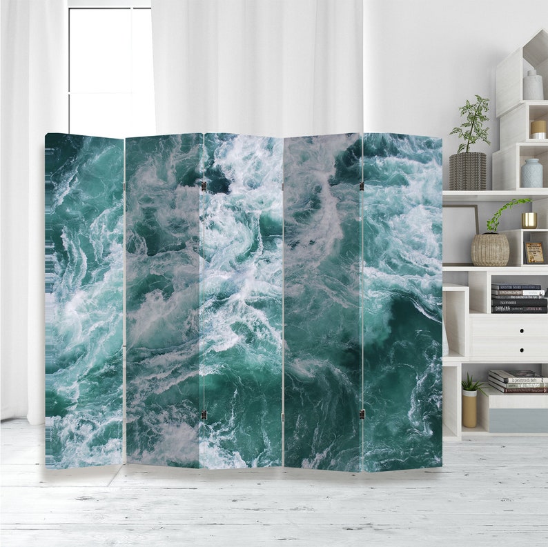 Wave Print Screen Canvas Seascape Divider Freestanding Ocean Art Decor ...