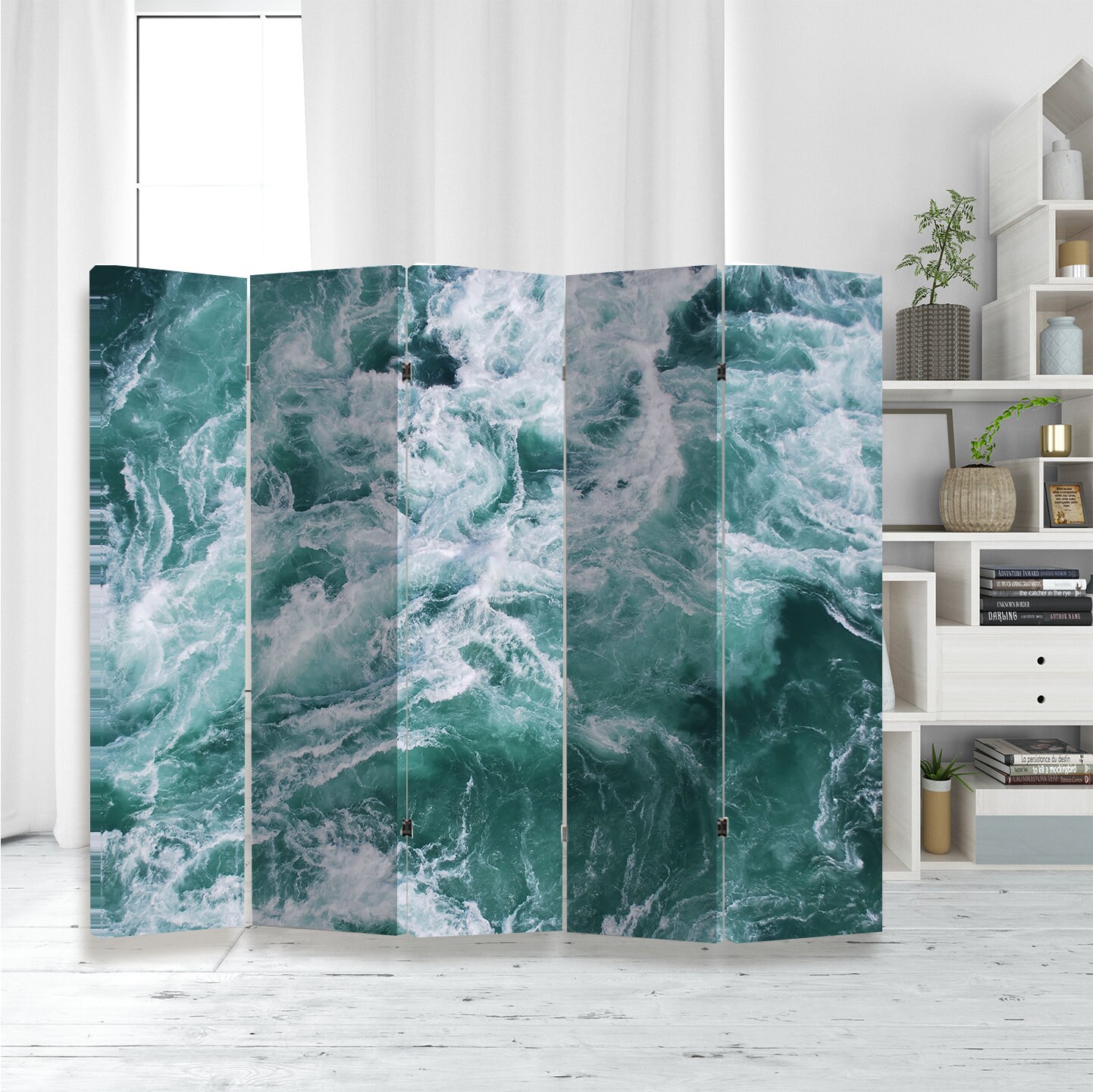 Wave Print Screen Canvas Seascape Divider Freestanding Ocean Art Decor ...