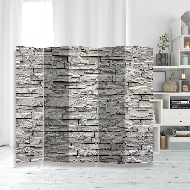 Brick Wall Print Canvas Room Divider Abstract Decor Free Standing Art ...