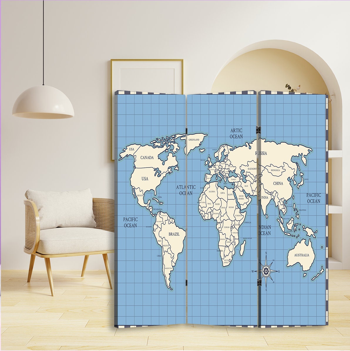 World Map Prints Canvas Room Divider National Geographic Decor - Etsy