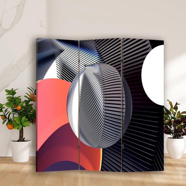 Sphere Room Dividers Screen Abstract Print Canvas Floor Divider Panels ...