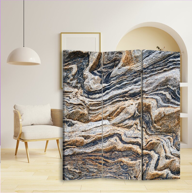 Granite Print Screen Room Divider Stone Room Décor Abstract Partition ...