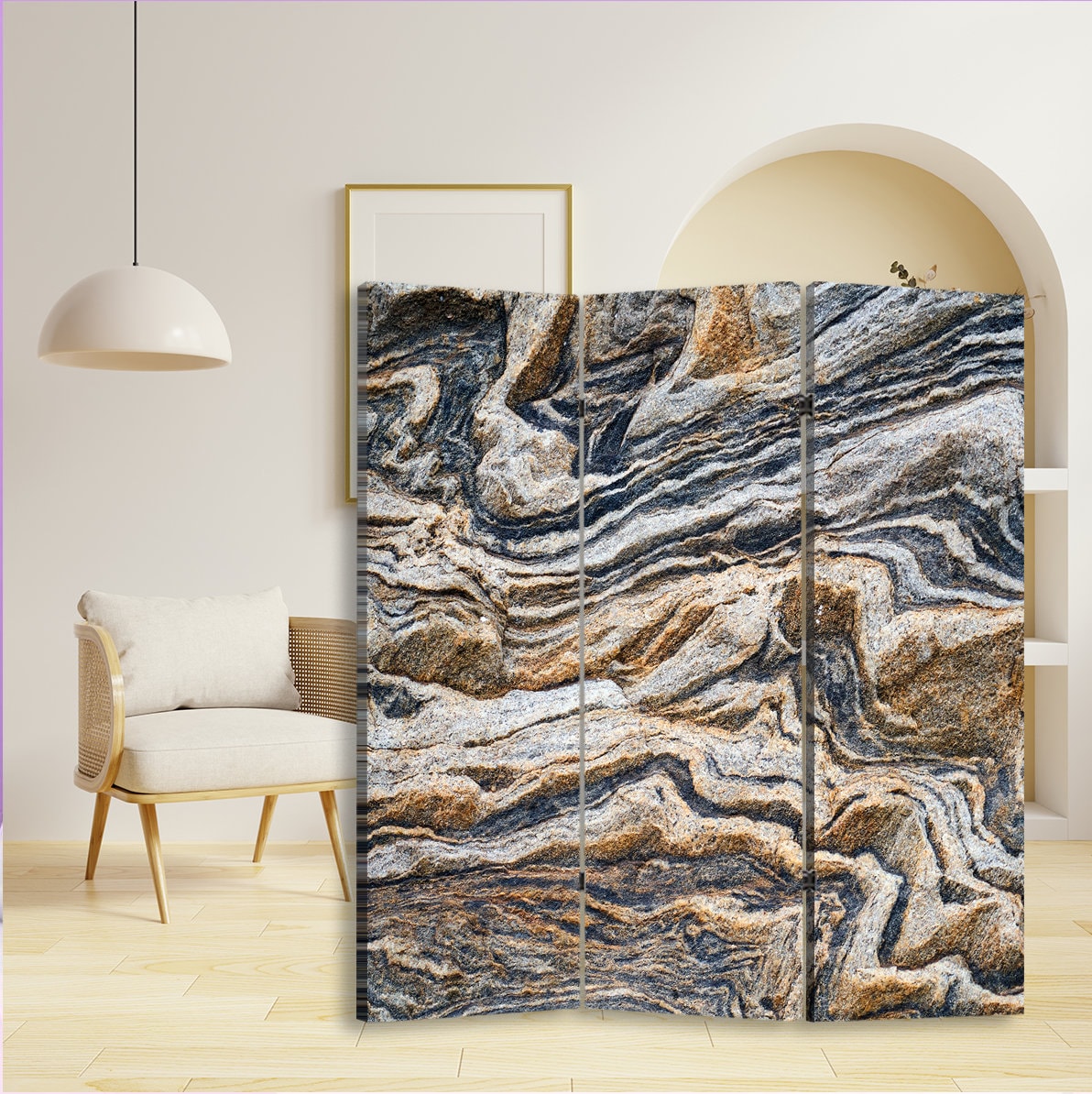 Granite Print Screen Room Divider Stone Room Décor Abstract Partition ...