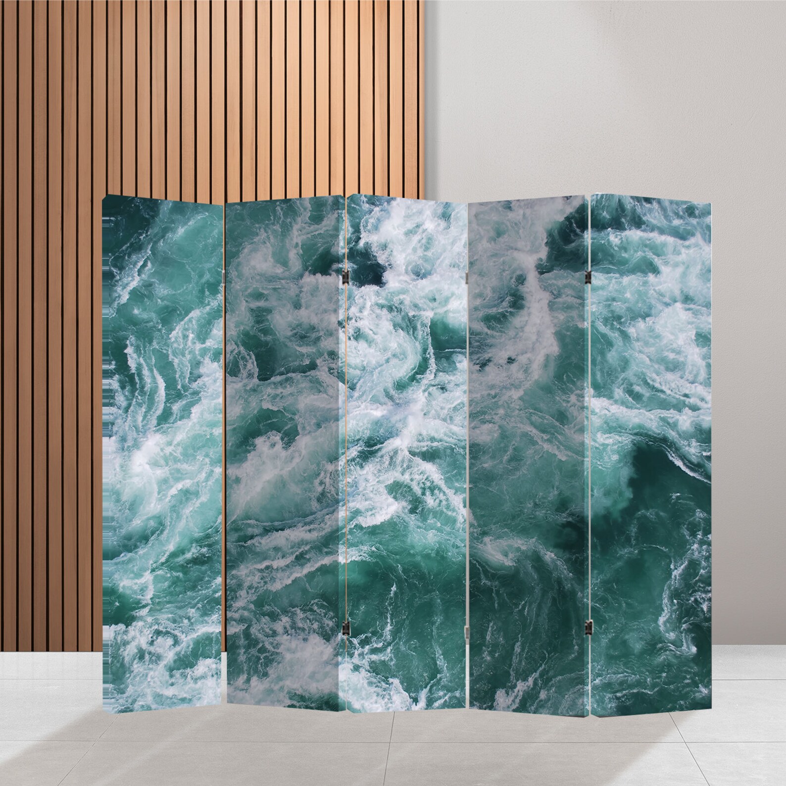 Wave Print Screen Canvas Seascape Divider Freestanding Ocean Art Decor ...