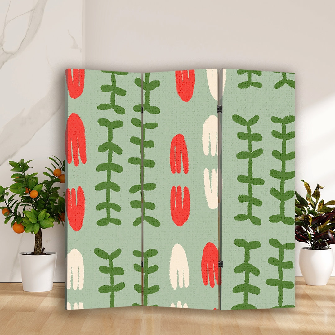 Floral Pattern Room Divider Abstract Screen Ethnic Decor Living Room ...