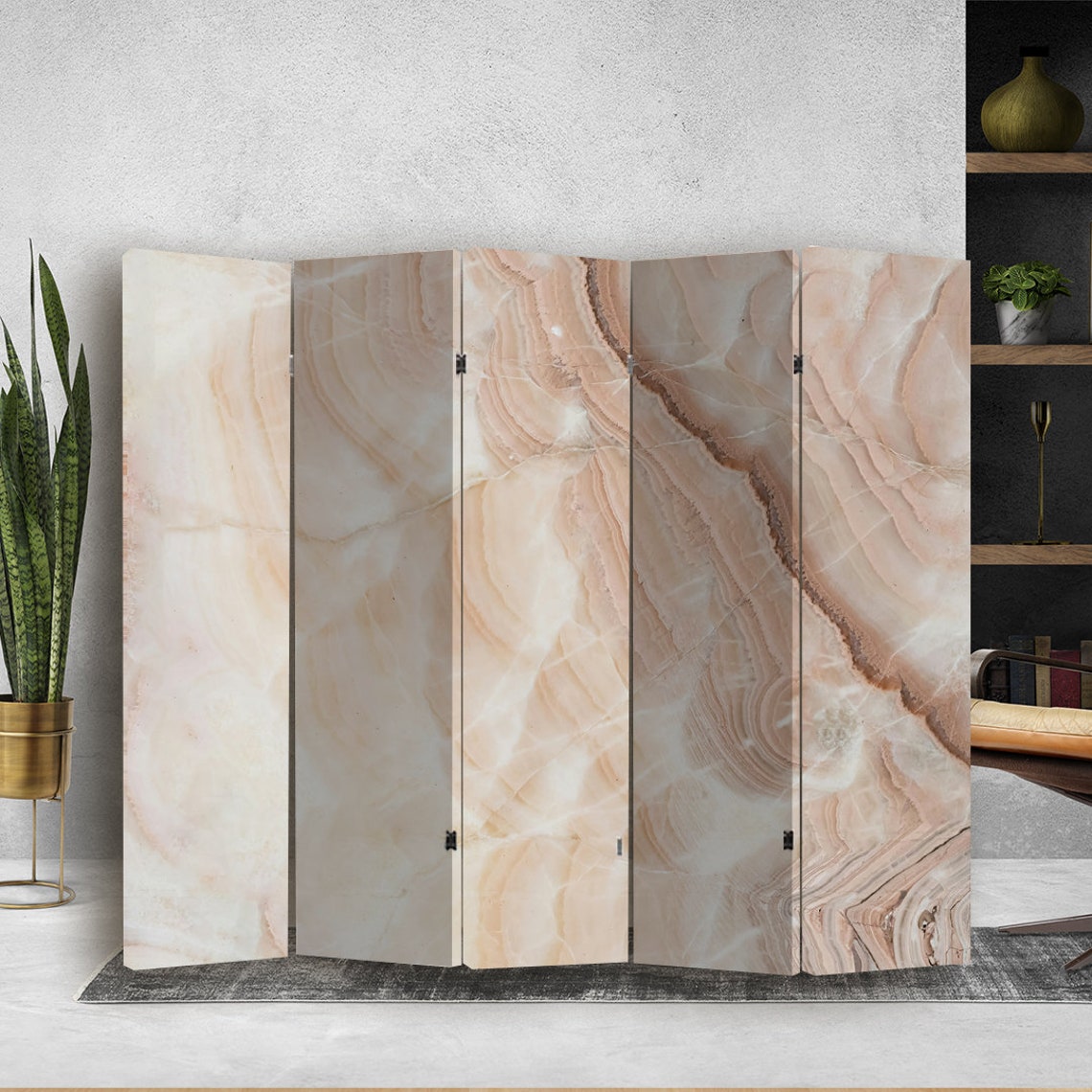 Marble Screen Print Canvas Room Divider Freestanding Panel Abstract Art ...