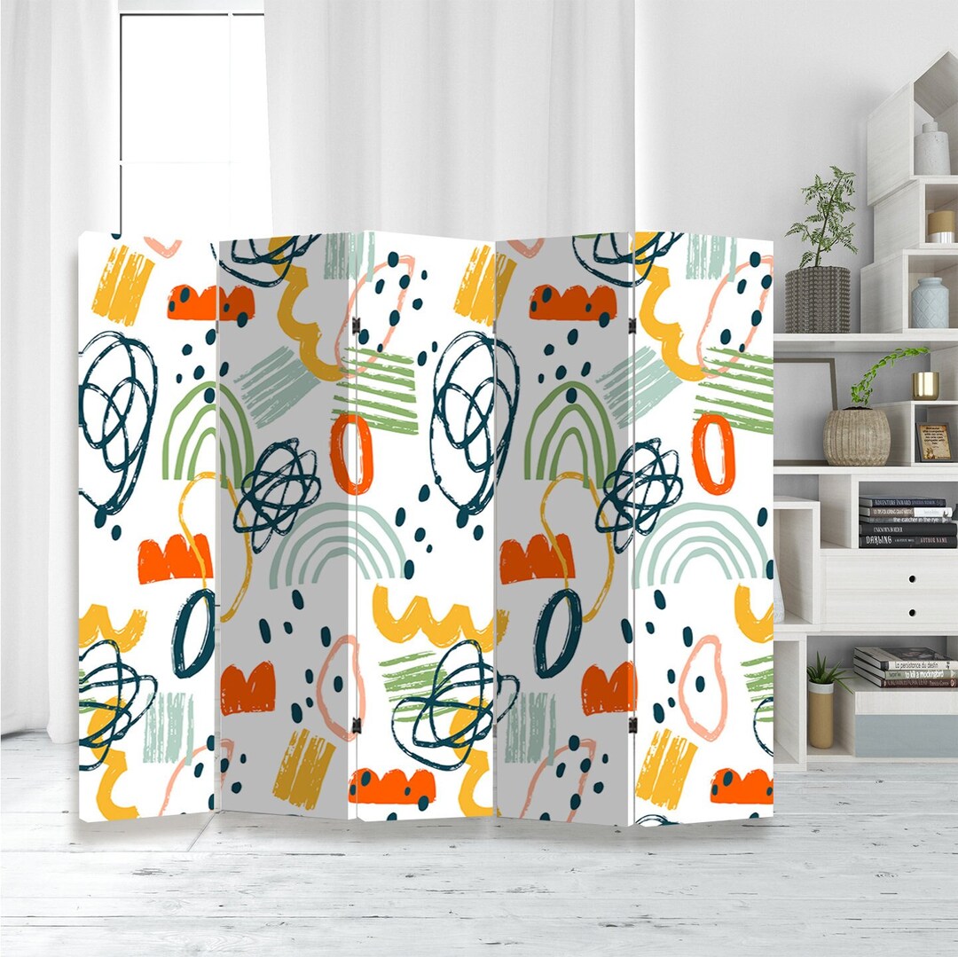 Abstract Art Prints Canvas Room Divider Children's Doodles Screen ...