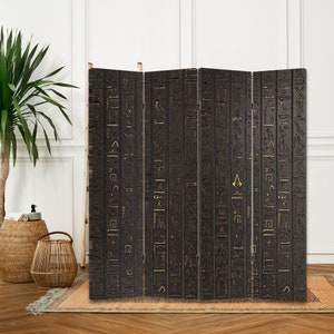 Egyptian Hieroglyph Print Screen Canvas Room Divider Abstract Décor ...