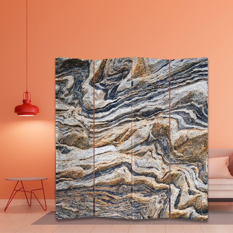 Granite Print Screen Room Divider Stone Room Décor Abstract Partition ...