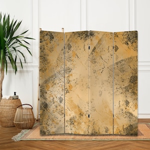 Yellow Abstract Dressing Screen Print Room Divider Freestanding Panel ...
