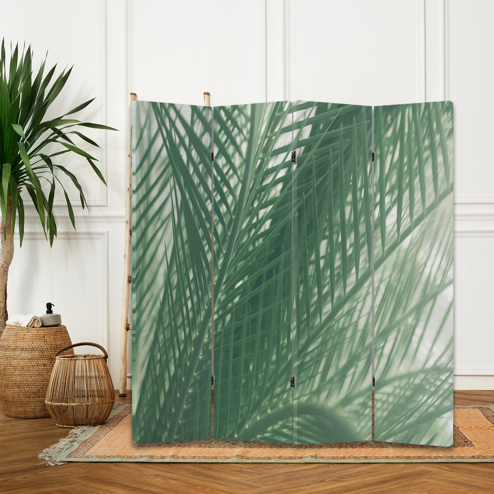 Leaf Print Screen Green Plant 3D Divider Free Standing Art Decor ...