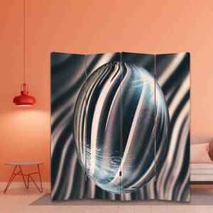 Striped Ball Print Screen Canvas Abstract Room Divider Modern Art ...