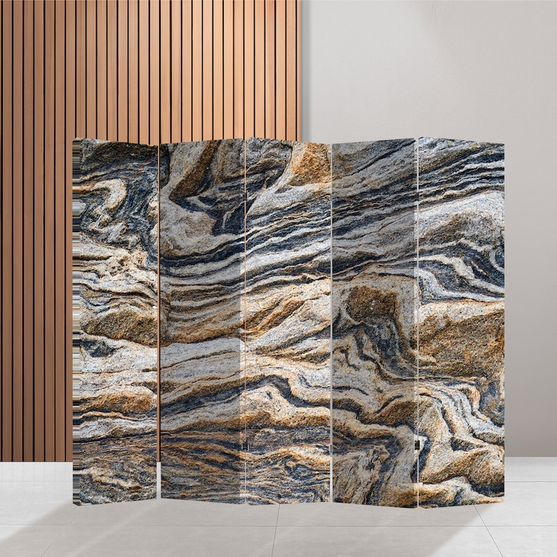 Granite Print Screen Room Divider Stone Room Décor Abstract Partition ...