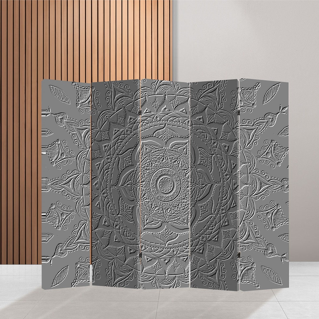 Mandala Flower Print Screen Canvas Meditation Room Divider Yoga Art ...