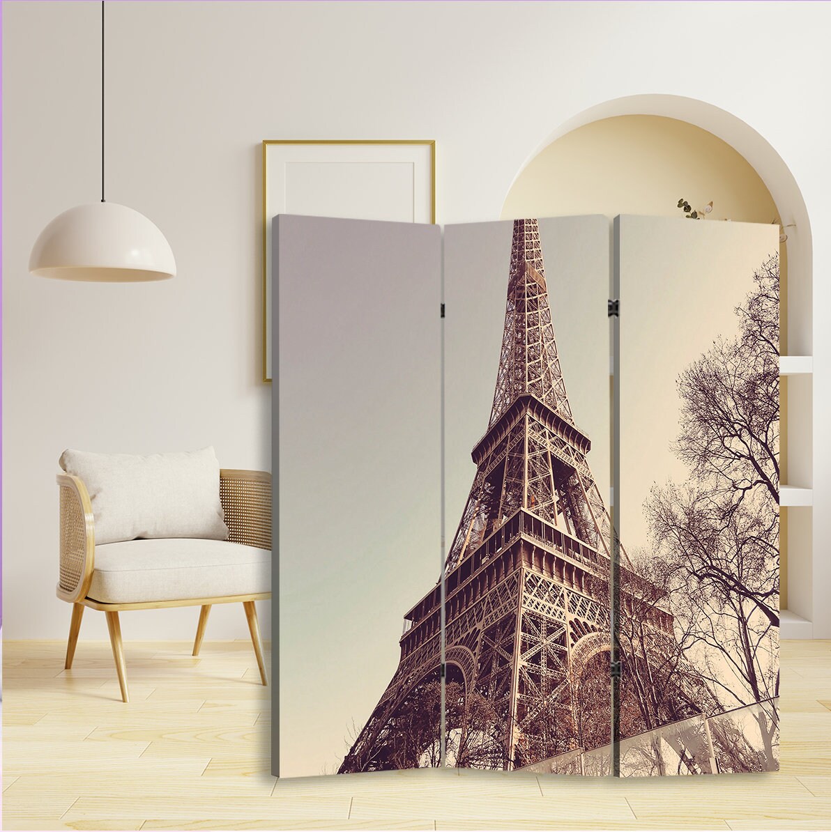 Eiffel Tower Prints Canvas Room Divider Cityscape Décor Screen Travel ...