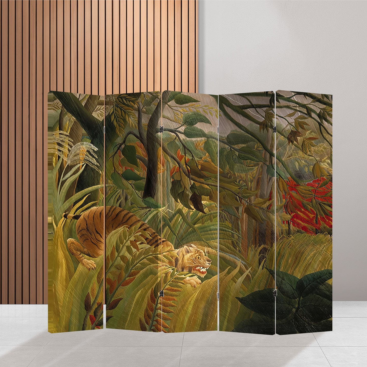 Tiger in a Tropical Storm Print Canvas Room Divider Painting by Henri ...