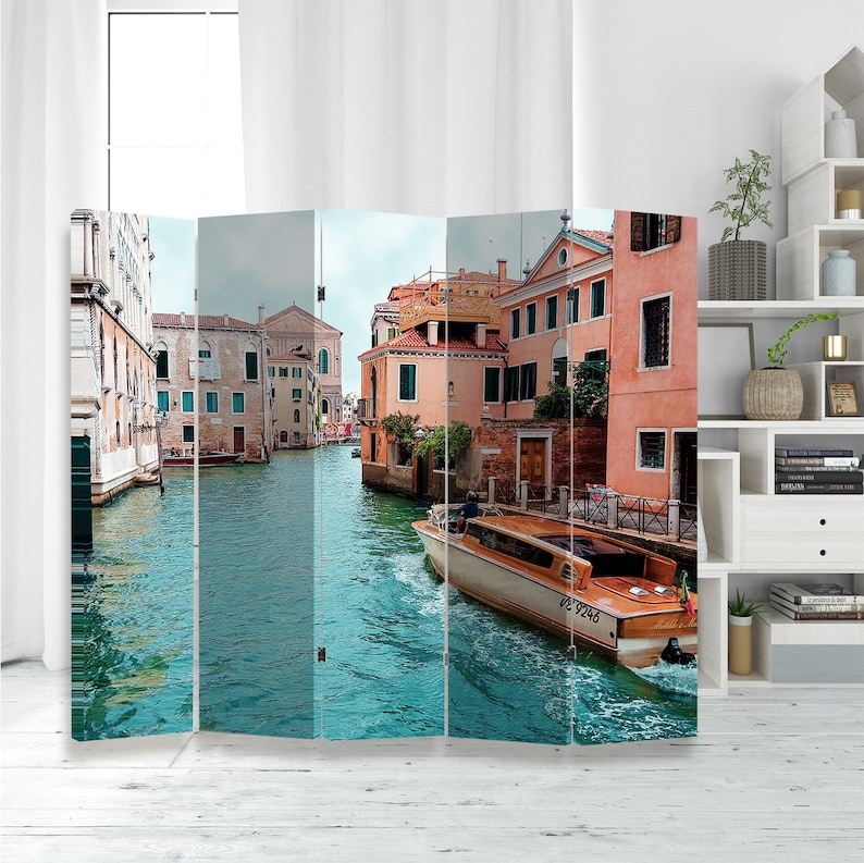 Venice Prints Canvas Room Divider Waterway Italy Art Screen Travel ...