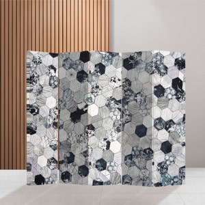 Gray Hexagon Screen Room Divider Panel Geometric Abstract Modern ...