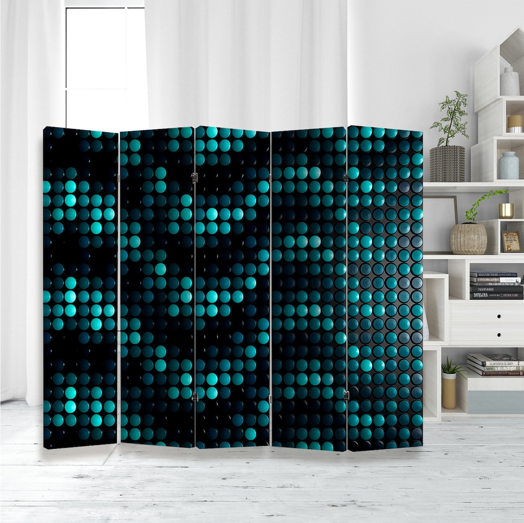 Blue Mosaic Screen Room Divider Panel Abstract Wave Partition Living ...
