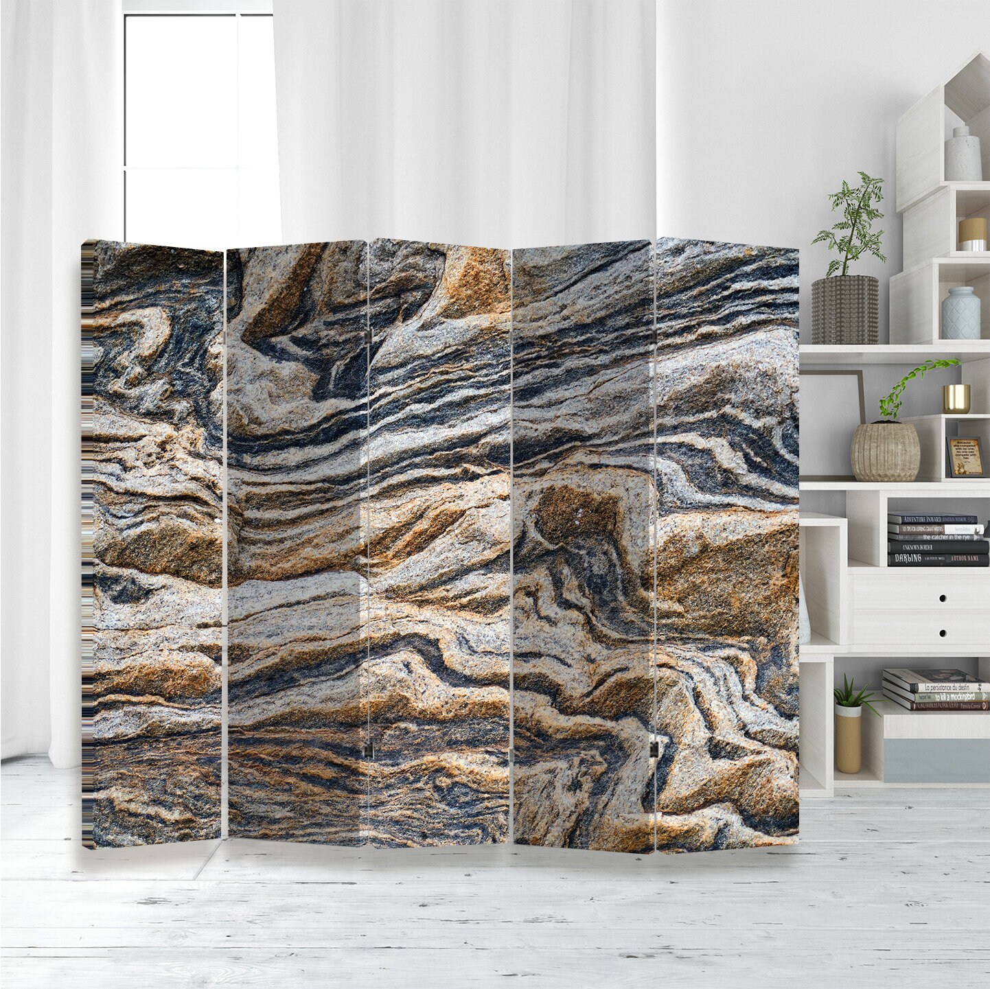Granite Print Screen Room Divider Stone Room Décor Abstract Partition ...