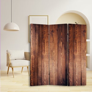 Imitation Wood Screen Print Canvas Room Divider Abstract Art Décor Free ...