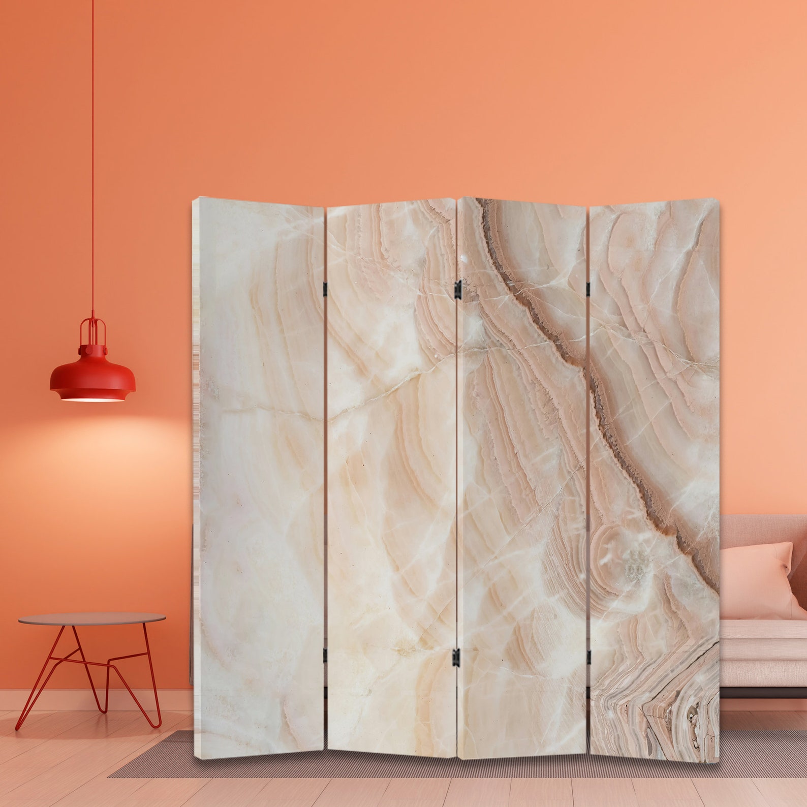 Marble Screen Print Canvas Room Divider Freestanding Panel Abstract Art ...