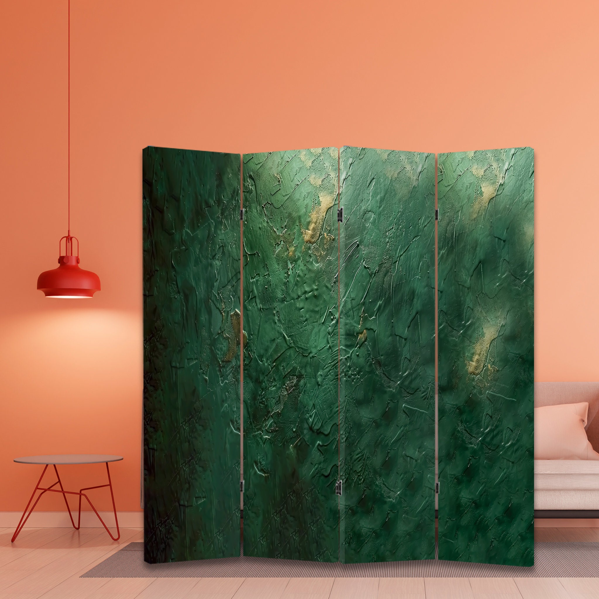 Green Paint Screen Print Room Divider Free Standing Abstract Panel Room ...