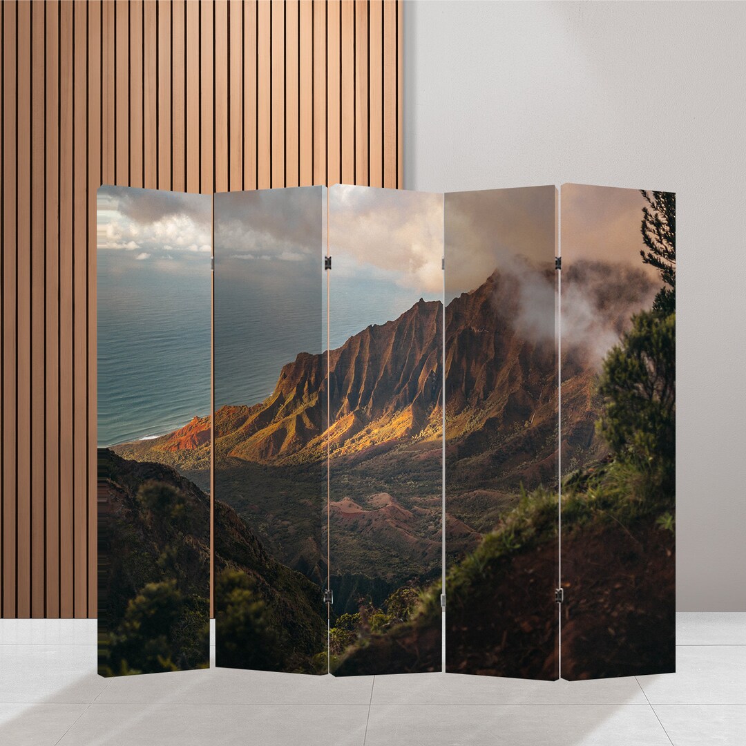 Kalalau Valley Hawaii Room Divider Mountain Screen Abstract Room Decor ...