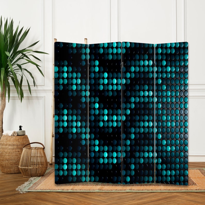 Blue Mosaic Screen Room Divider Panel Abstract Wave Partition Living ...
