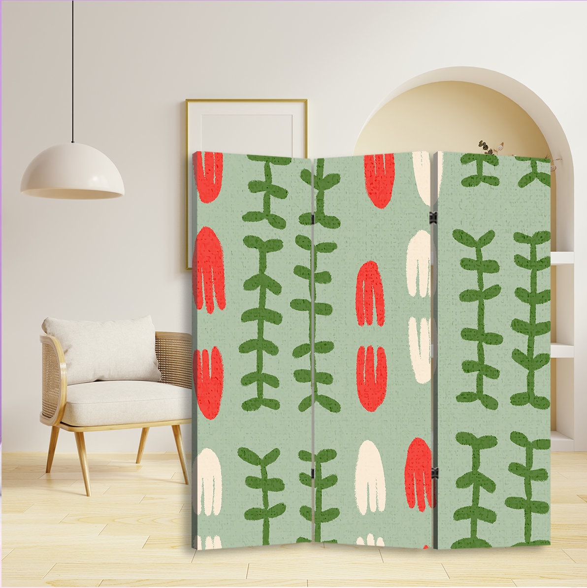 Floral Pattern Room Divider Abstract Screen Ethnic Decor Living Room ...